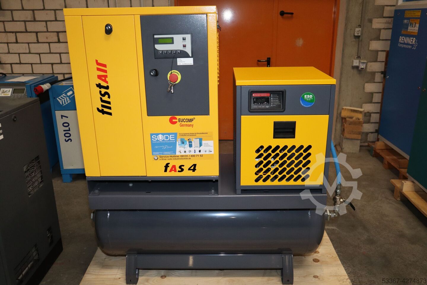 🏷️ FirstAir FAS4-200AT - used 4 kW screw compressor tank + dryer for sale